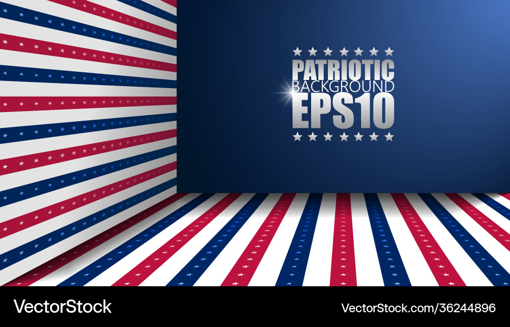 3d patriotic background with us flag colors Vector Image