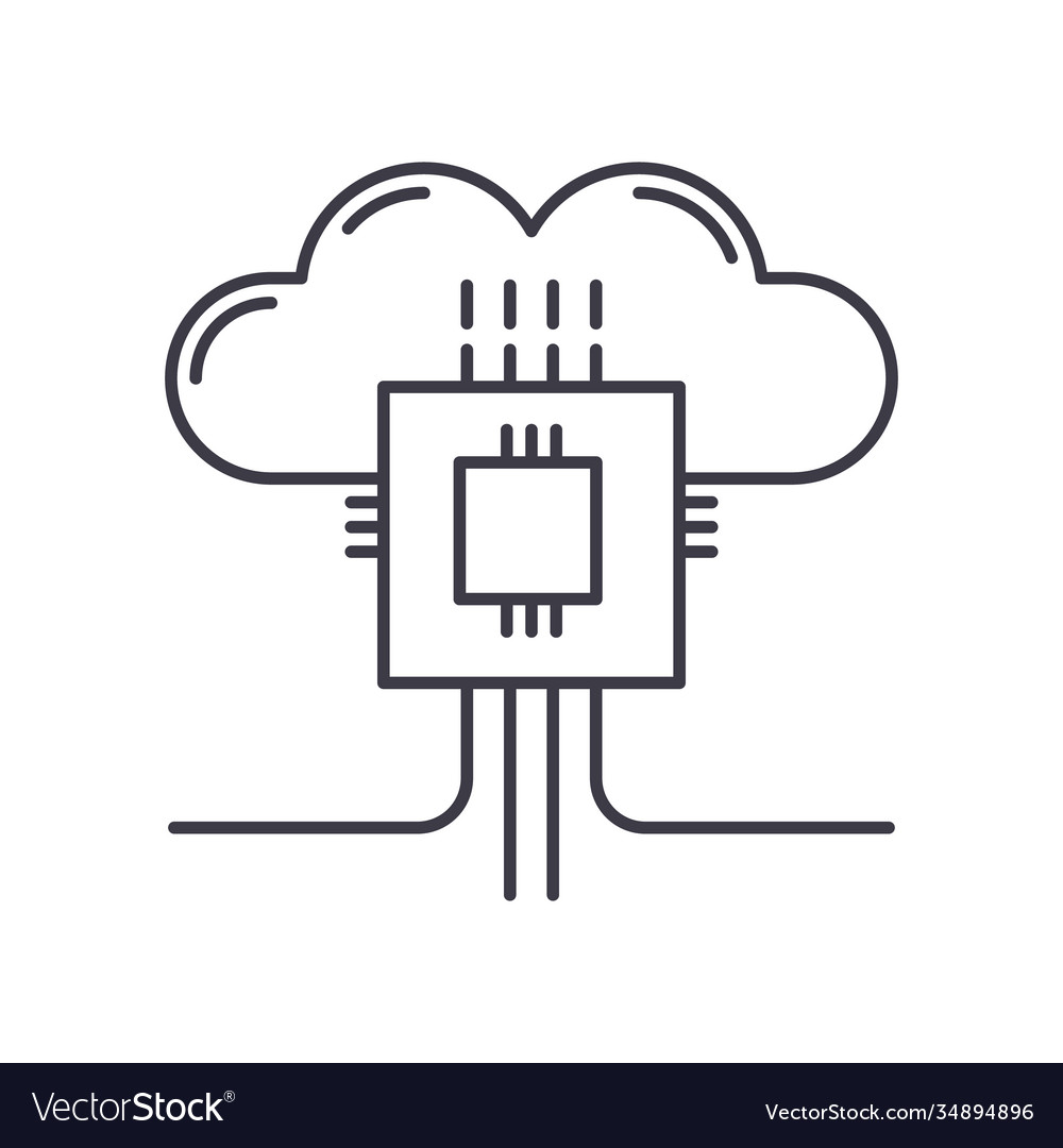 Cloud processor icon linear isolated Royalty Free Vector