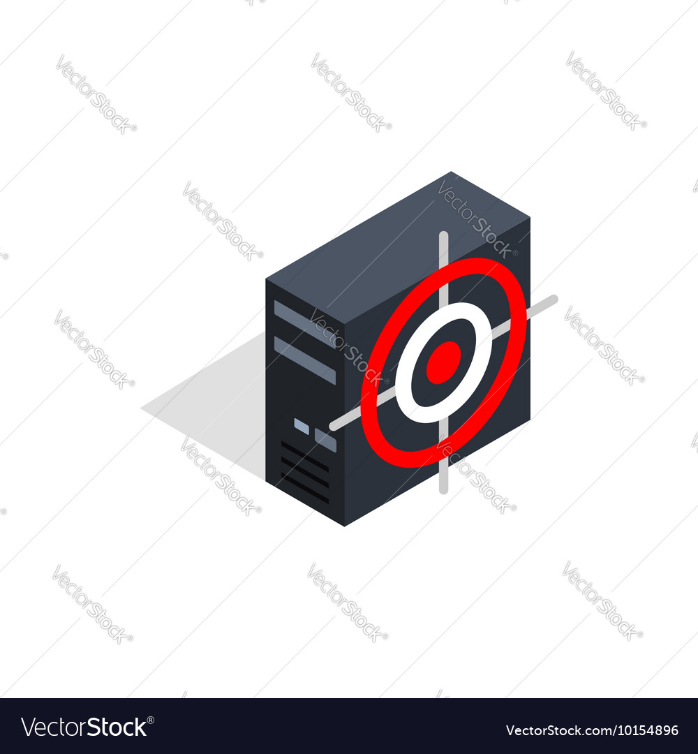 Computer system unit and red target icon Vector Image