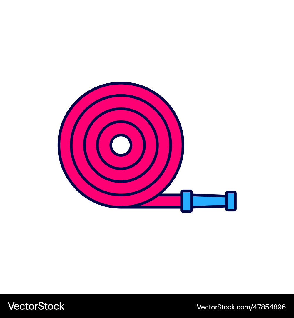 Filled outline fire hose reel icon isolated Vector Image