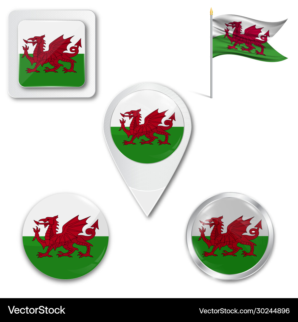 Flag wales national sign Royalty Free Vector Image