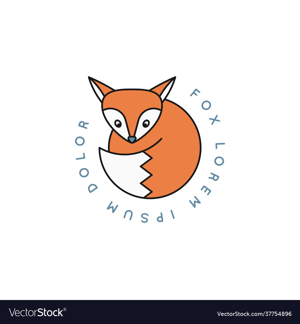 Fox logo rounded linear icon on white Royalty Free Vector