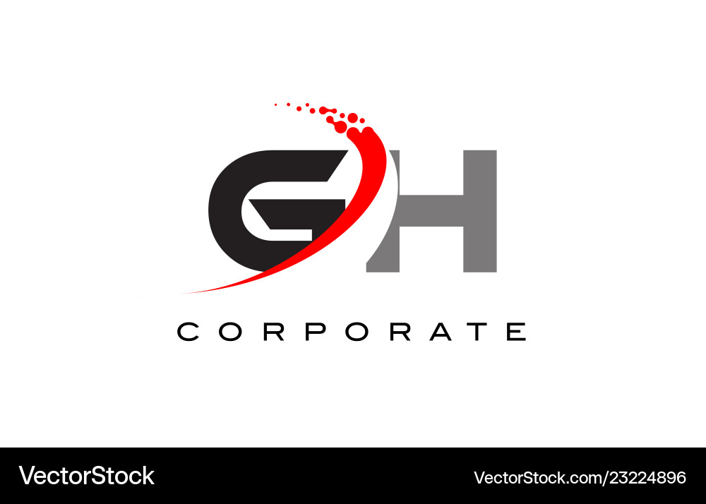 Gh modern letter logo design with swoosh Vector Image