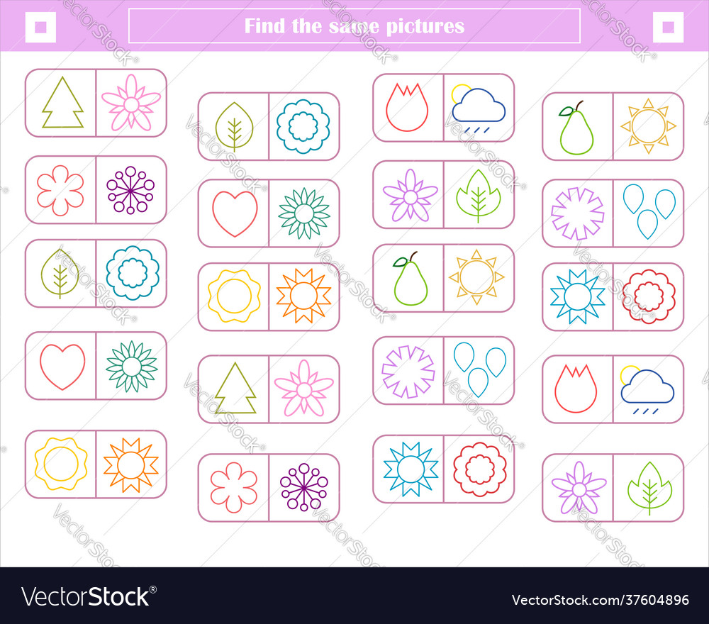 Logic game for children find and connect identic Vector Image