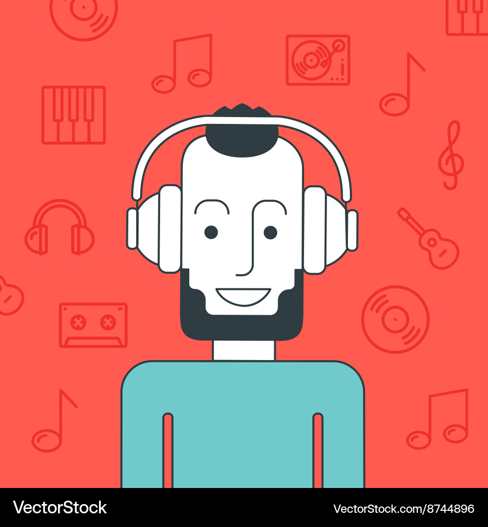 Man listening to music Royalty Free Vector Image