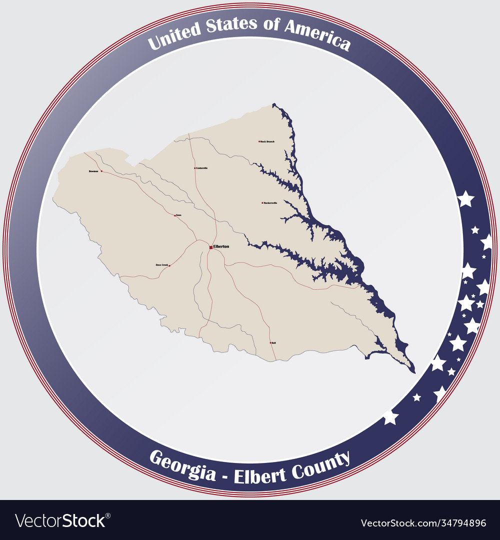 Map elbert county in georgia Royalty Free Vector Image Map elbert county in georgia Royalty Free Vector Image