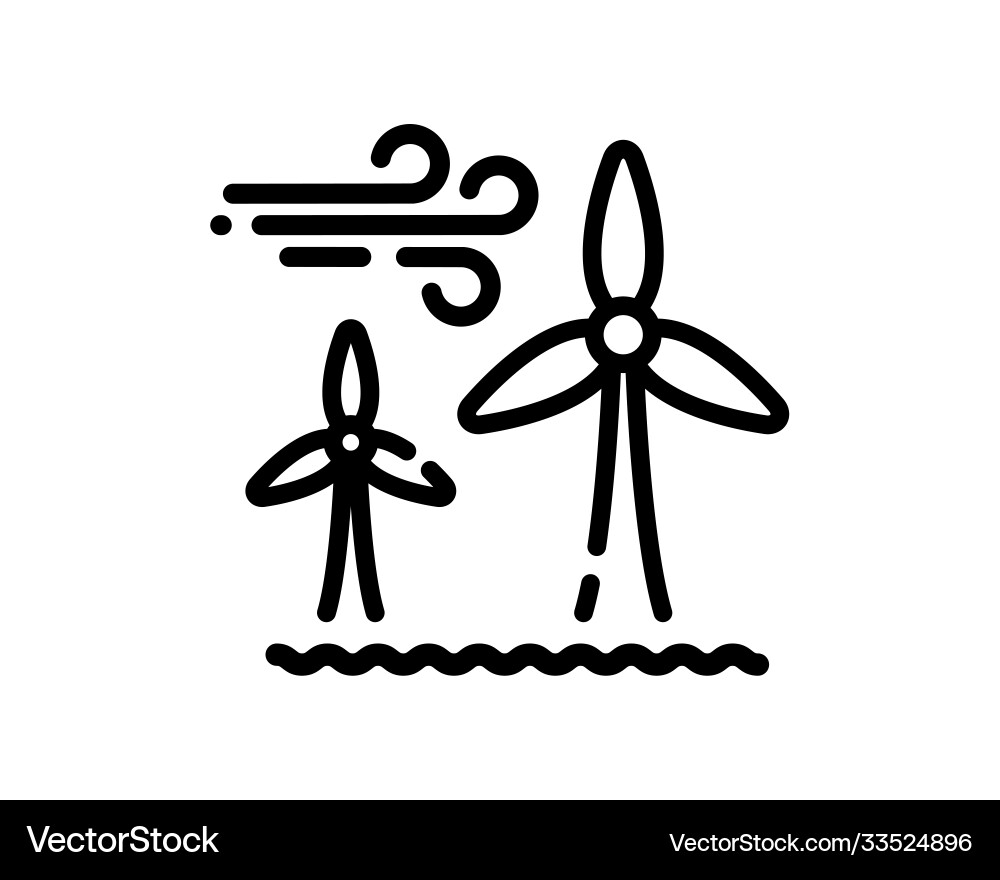 Offshore wind turbines line icon farm energy Vector Image