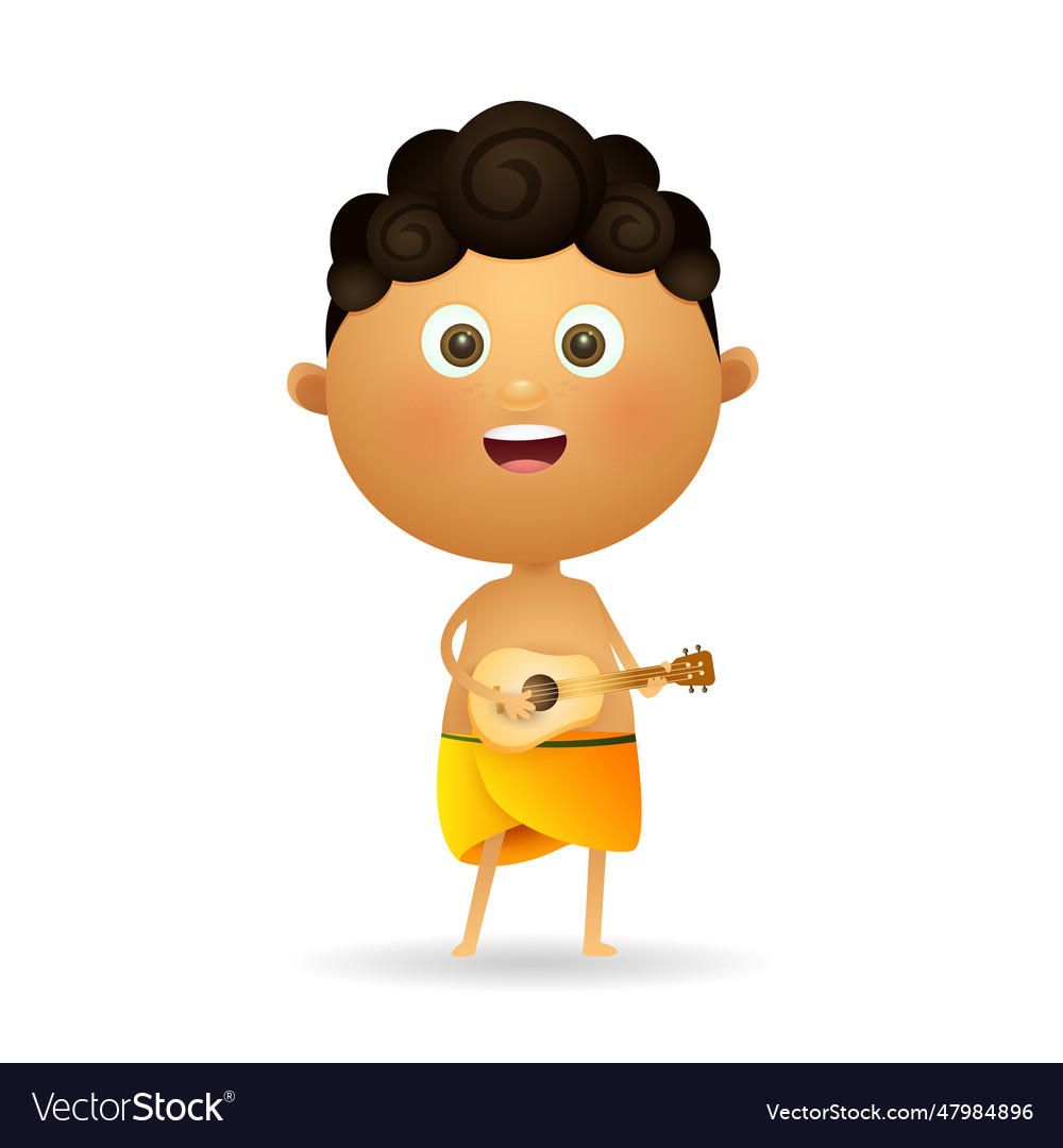 Positive Man Playing Ukulele Royalty Free Vector Image