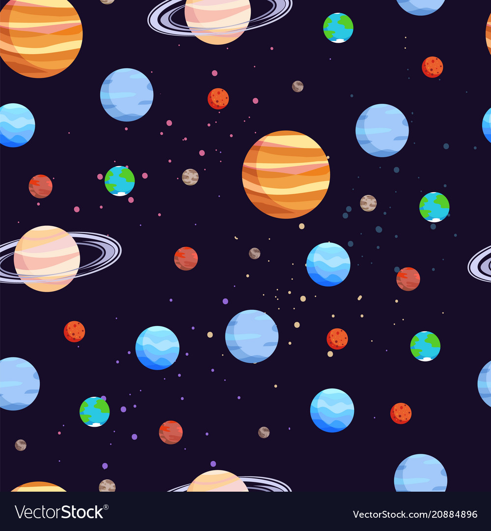 Space and planets pattern Royalty Free Vector Image