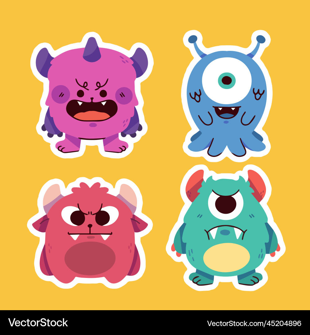 Unique and cute little critters sticker Royalty Free Vector