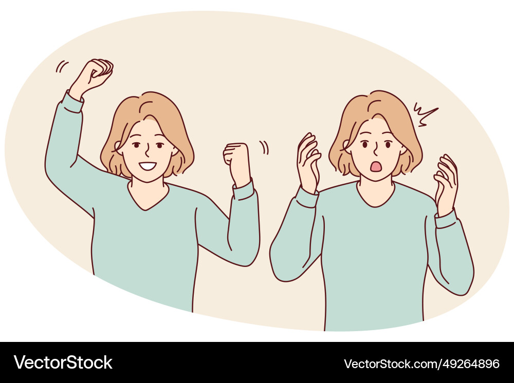 Woman feeling stressed and excited Royalty Free Vector Image