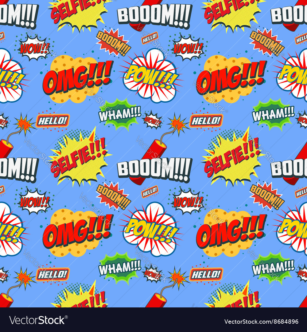Wow seamless pattern with comic Royalty Free Vector Image