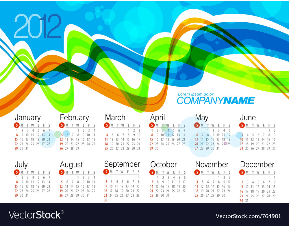 2012 calendar Royalty Free Vector Image - VectorStock