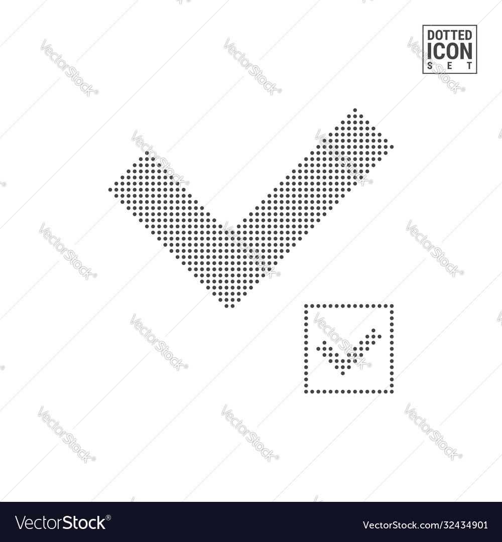 Chek mark dot pattern icon dotted Royalty Free Vector Image
