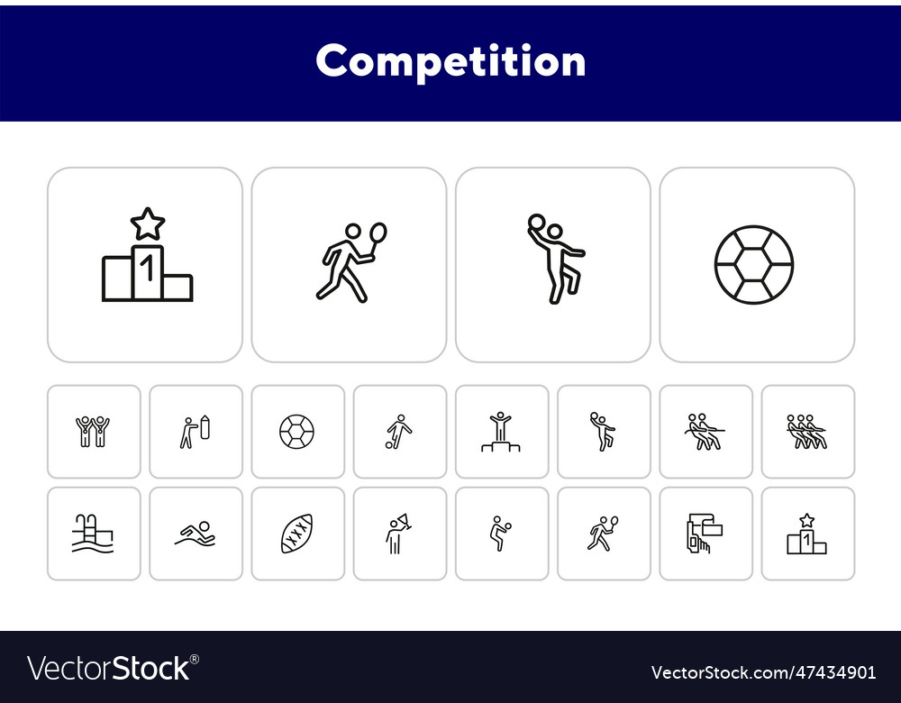 Competition line icon set Royalty Free Vector Image
