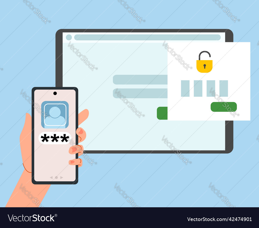Concept of two-factor authentication security Vector Image