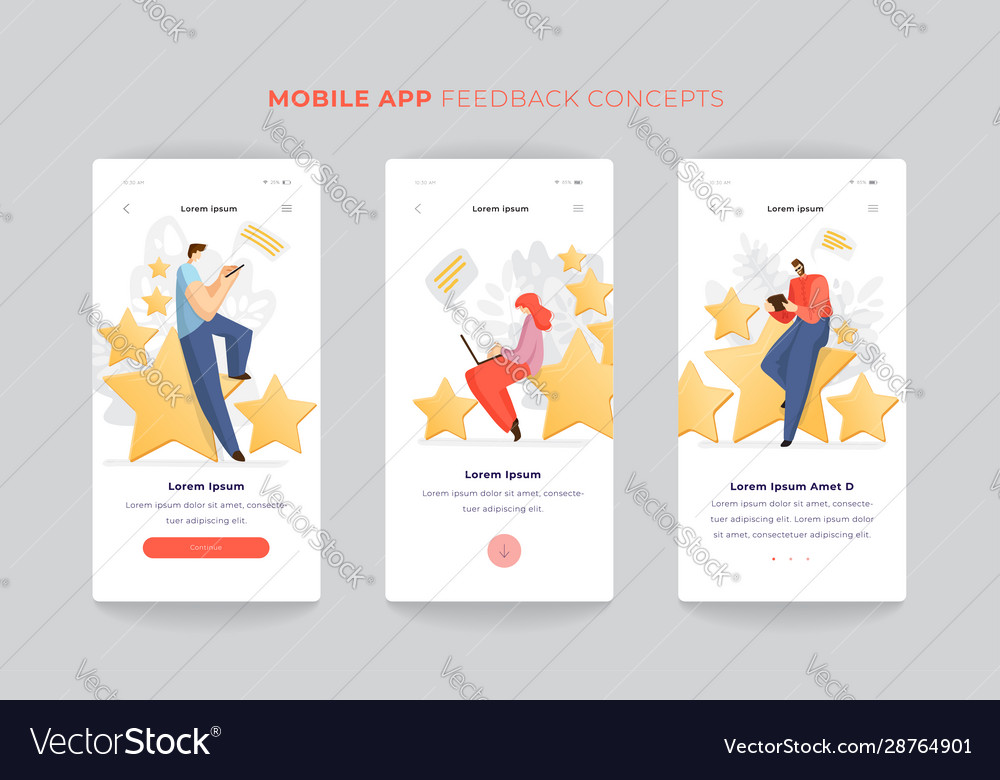 Feedback survey flat app concept Royalty Free Vector Image