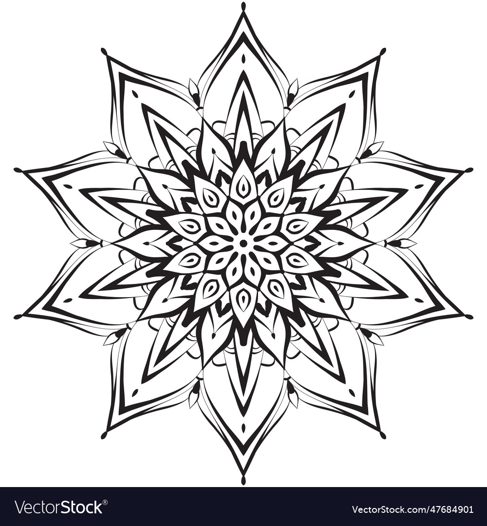 Flower mandala coloring page simple symmetric Vector Image