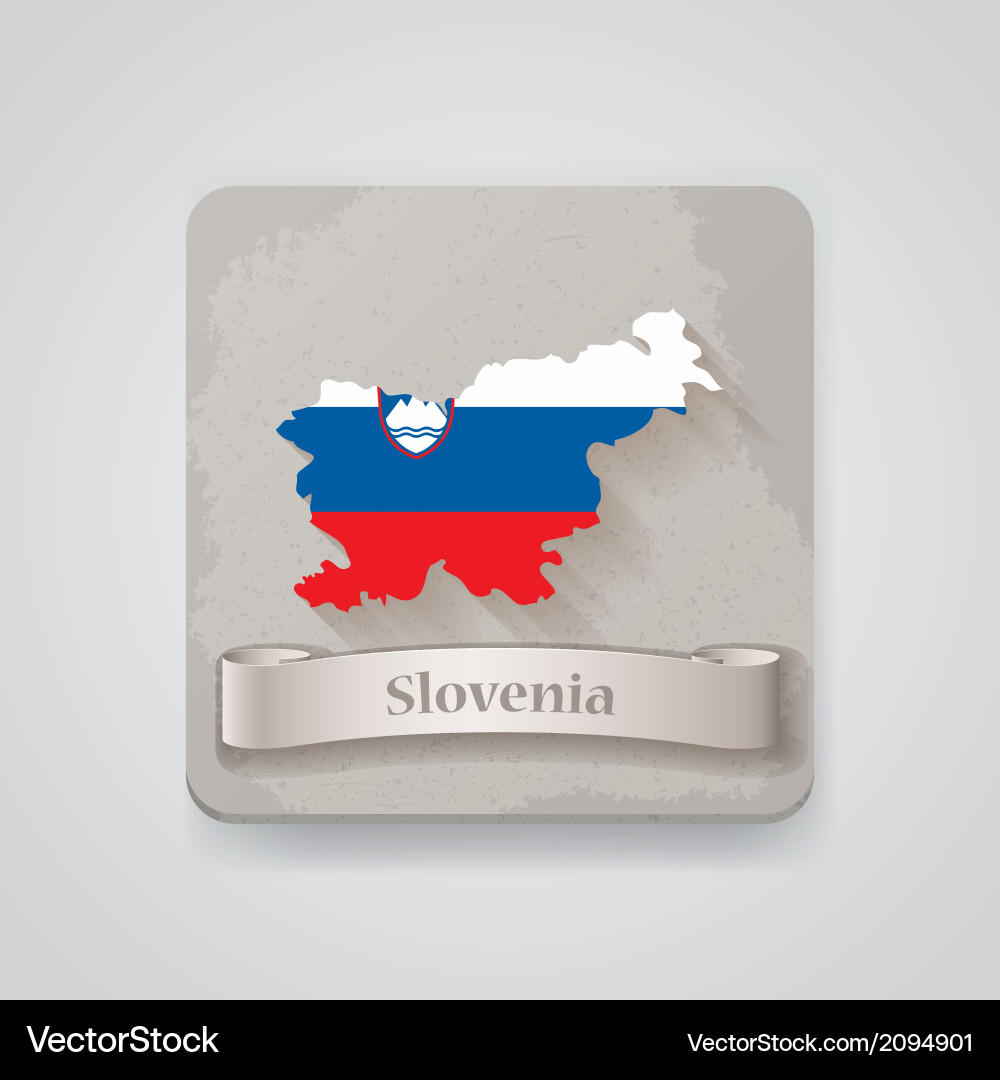 Icon of slovenia map with flag Royalty Free Vector Image