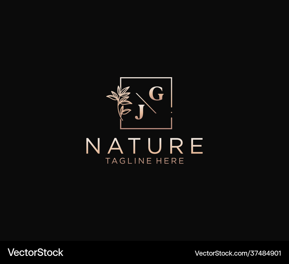 Initial gj letters beautiful floral feminine Vector Image