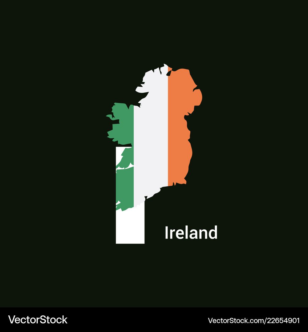 Ireland initial letter country with map and flag Vector Image