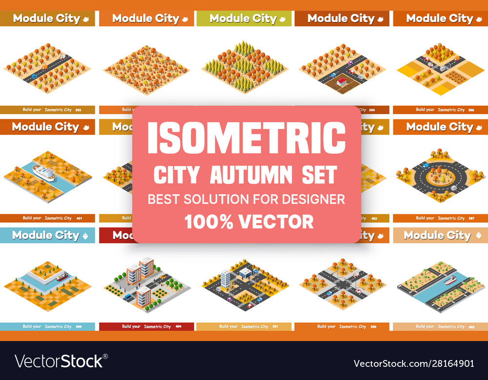 Isometric set blocks module areas Royalty Free Vector Image