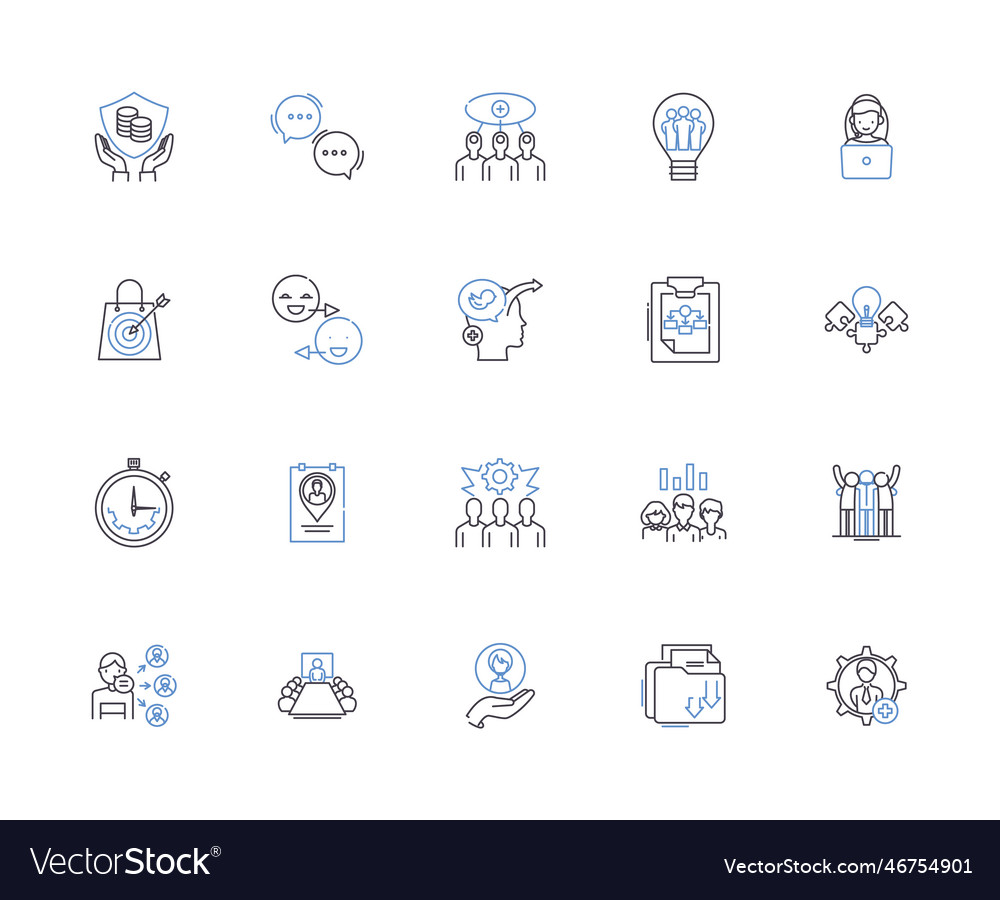 Management outline icons collection organizing Vector Image Management outline icons collection organizing Vector Image