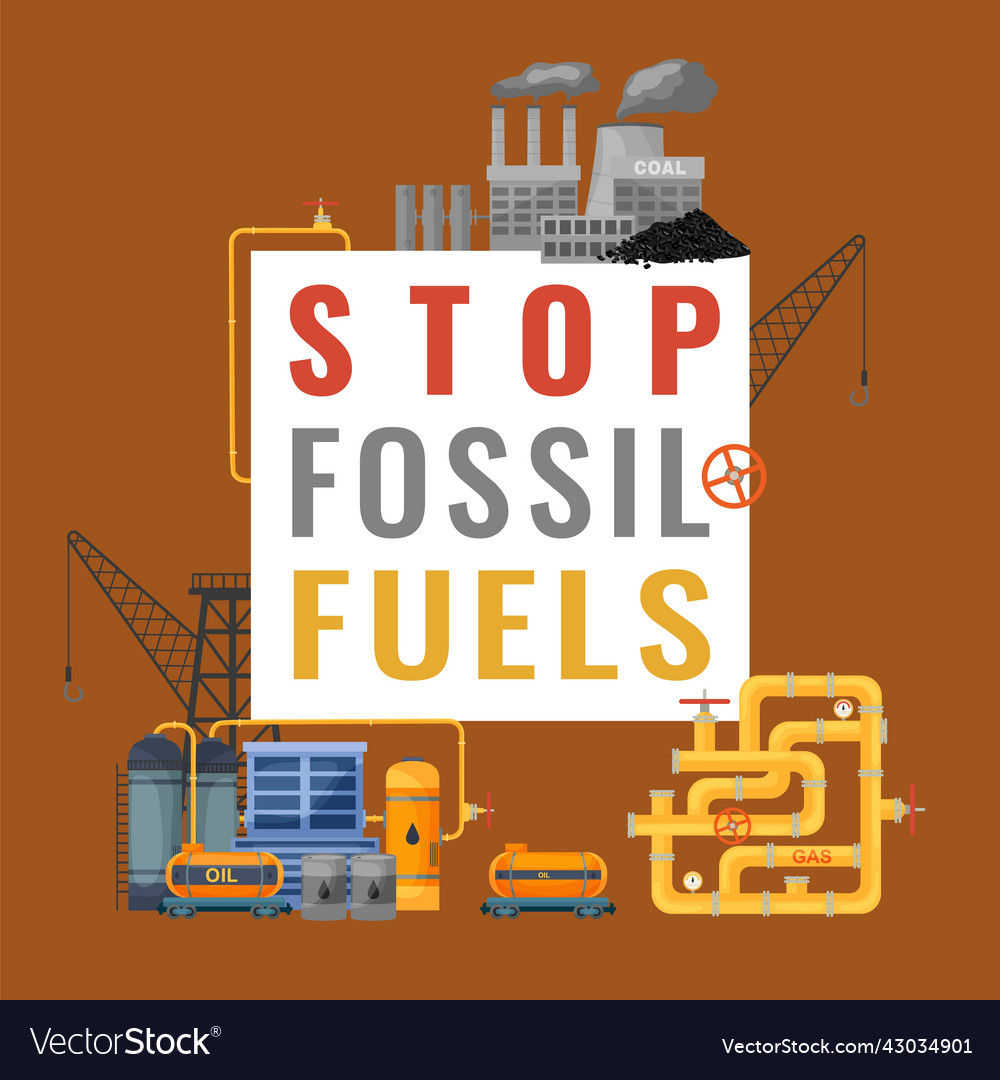 Non-renewable sources of energy editable Vector Image