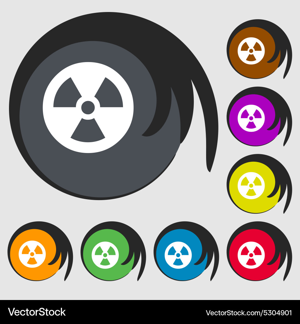 Radiation icon sign symbol on eight colored Vector Image