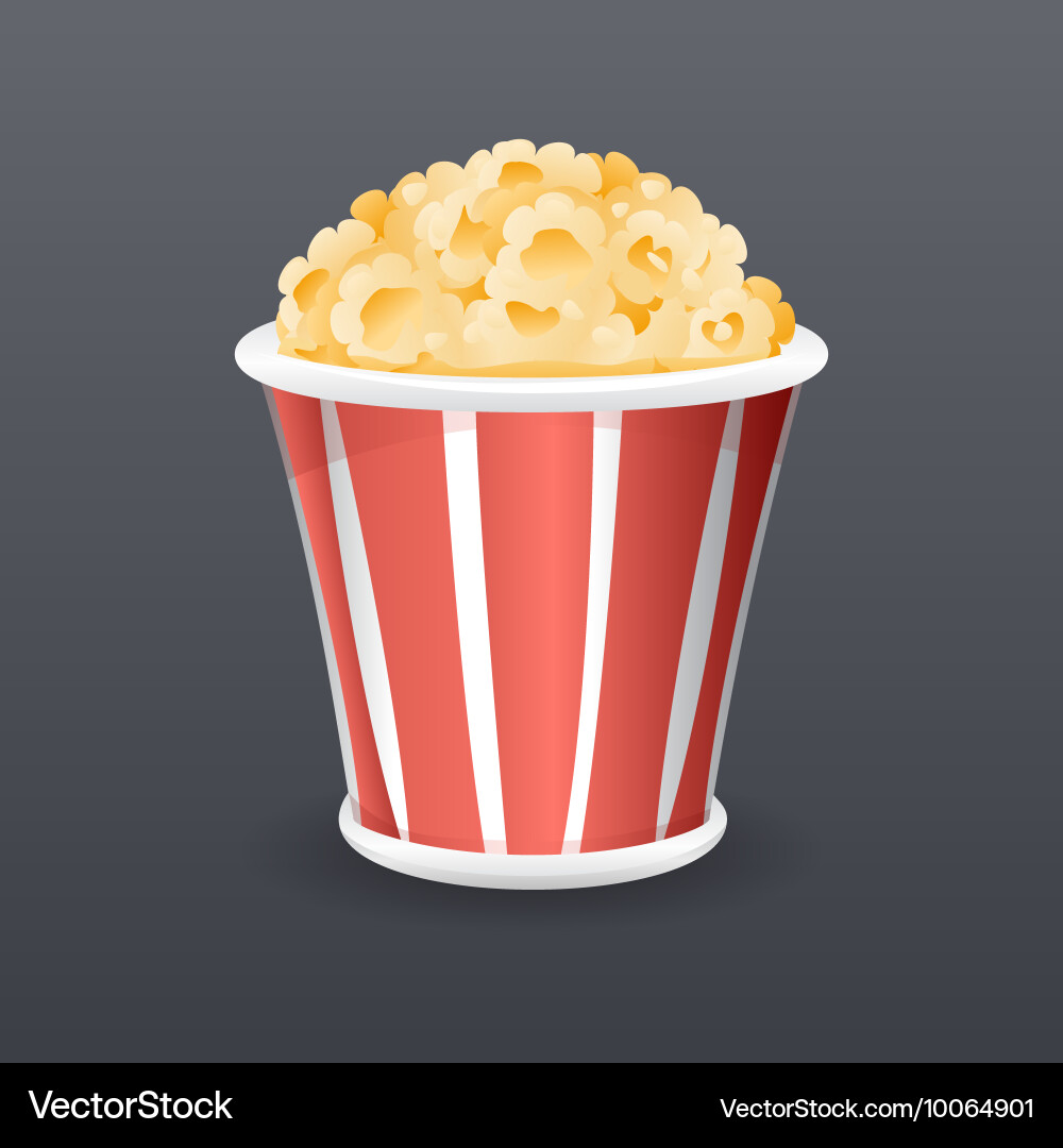 Realistic popcorn fast food icon retro cartoon Vector Image