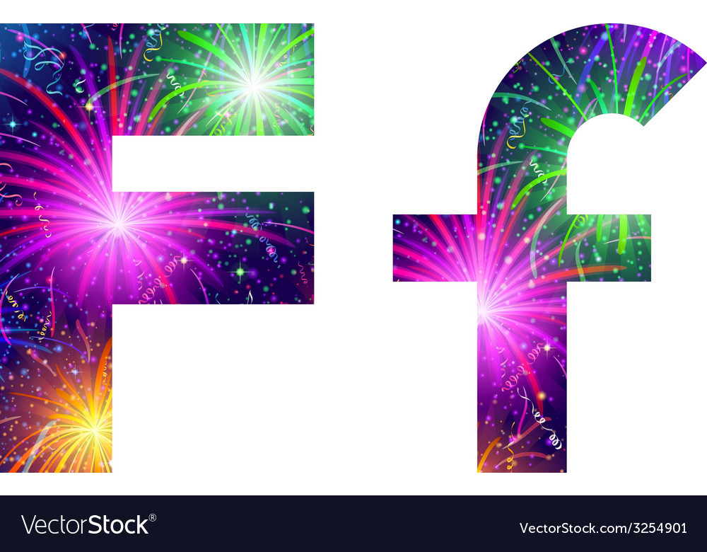 Set of letters firework f Royalty Free Vector Image