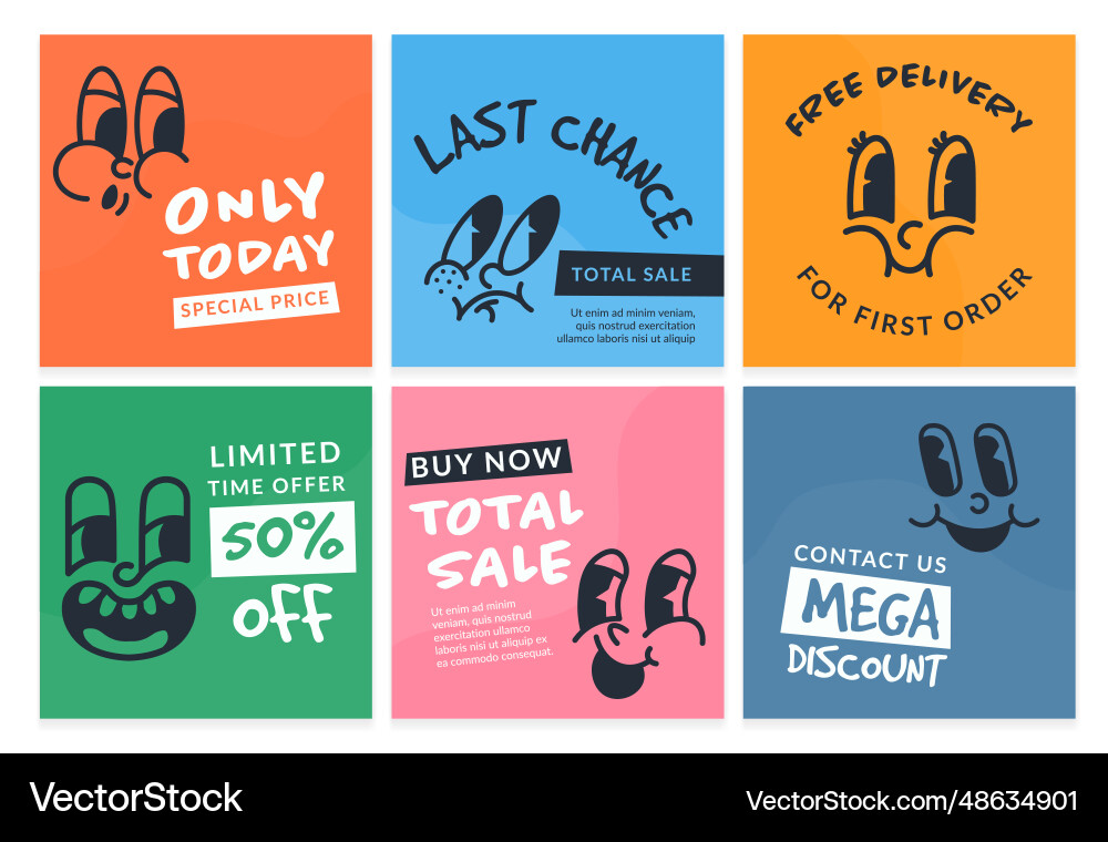 Social media post set with special offer promotion