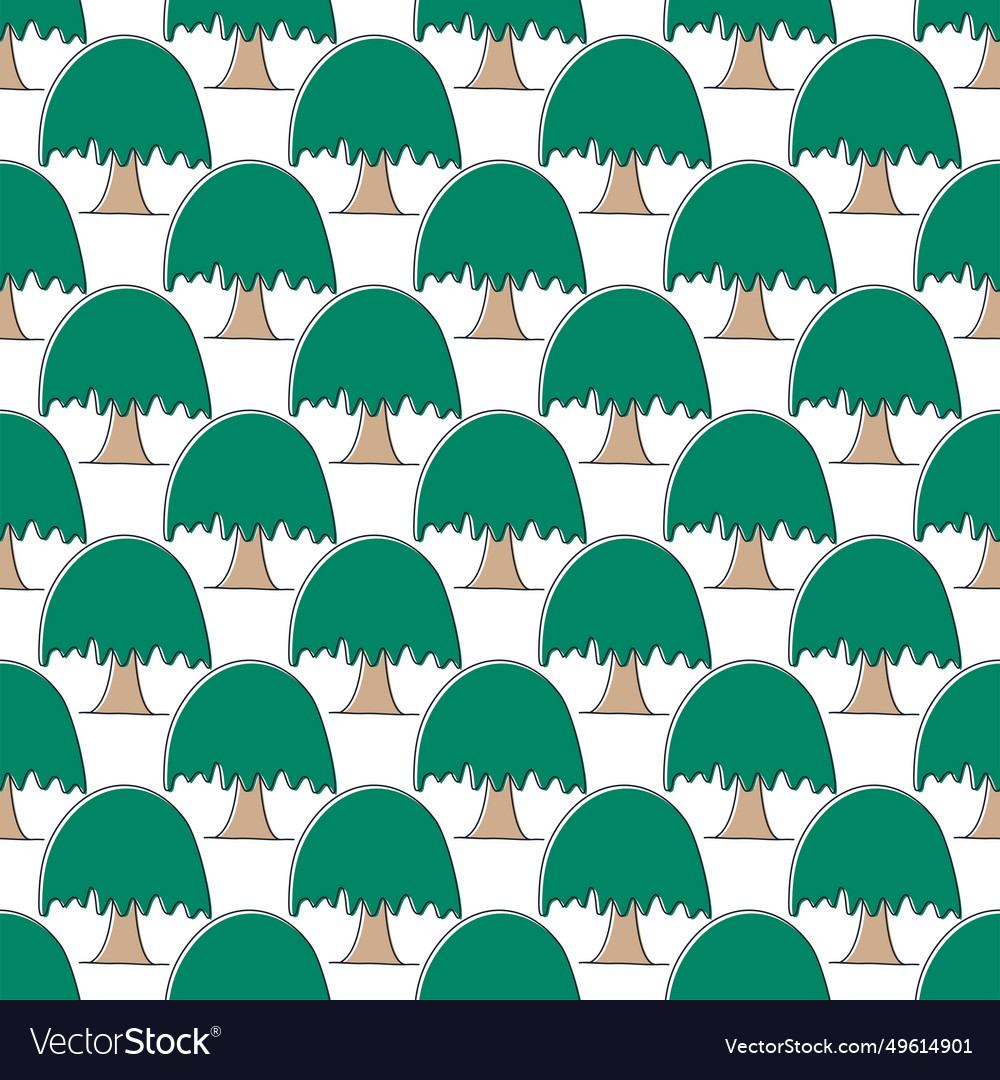 Solid background with trees cartoon style Vector Image