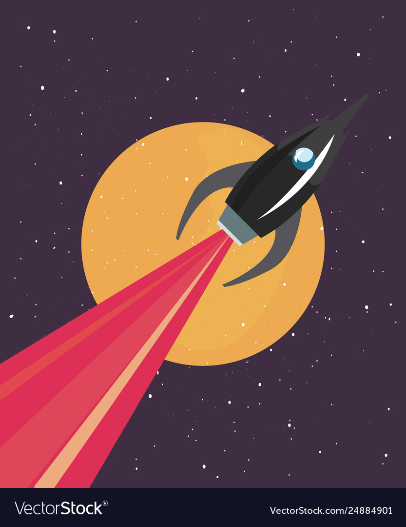 Space rocket flying Royalty Free Vector Image - VectorStock