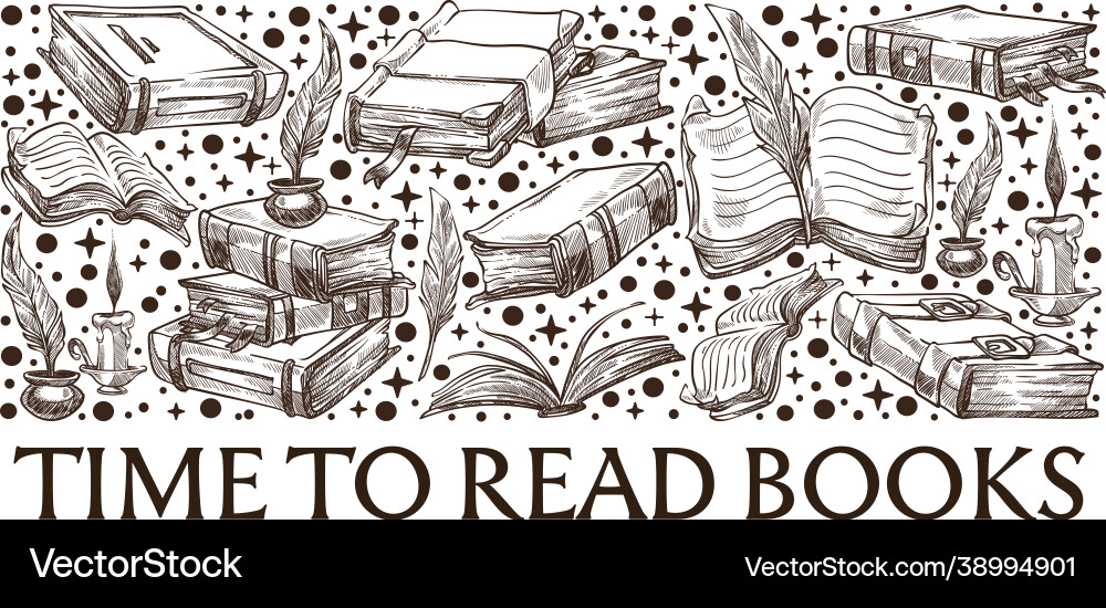 Time to read books library or bookstore shop Vector Image