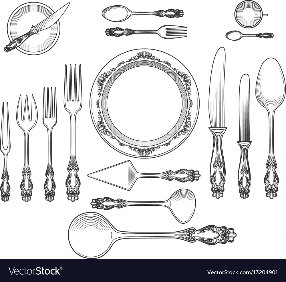 Top view empty table dish Royalty Free Vector Image