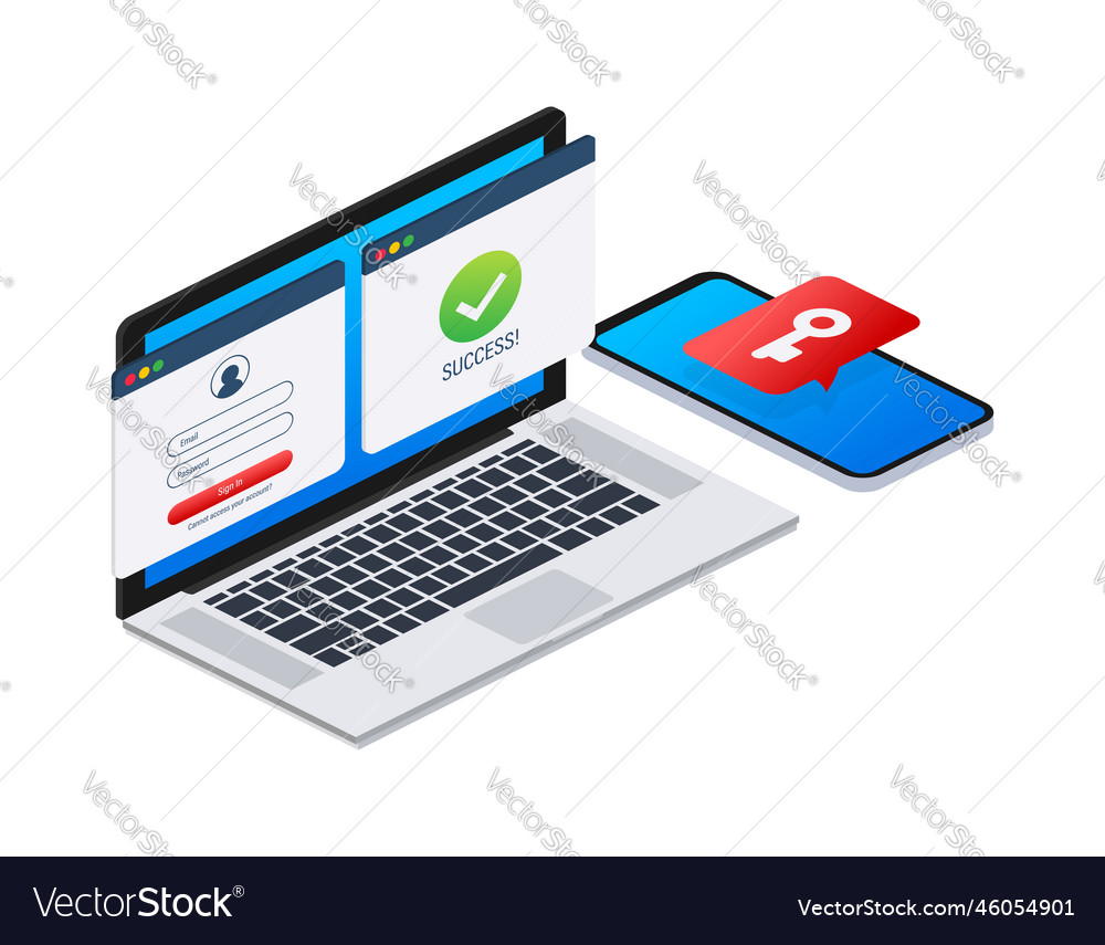 Two step authentication duo authentication flat Vector Image Two step authentication duo authentication flat Vector Image