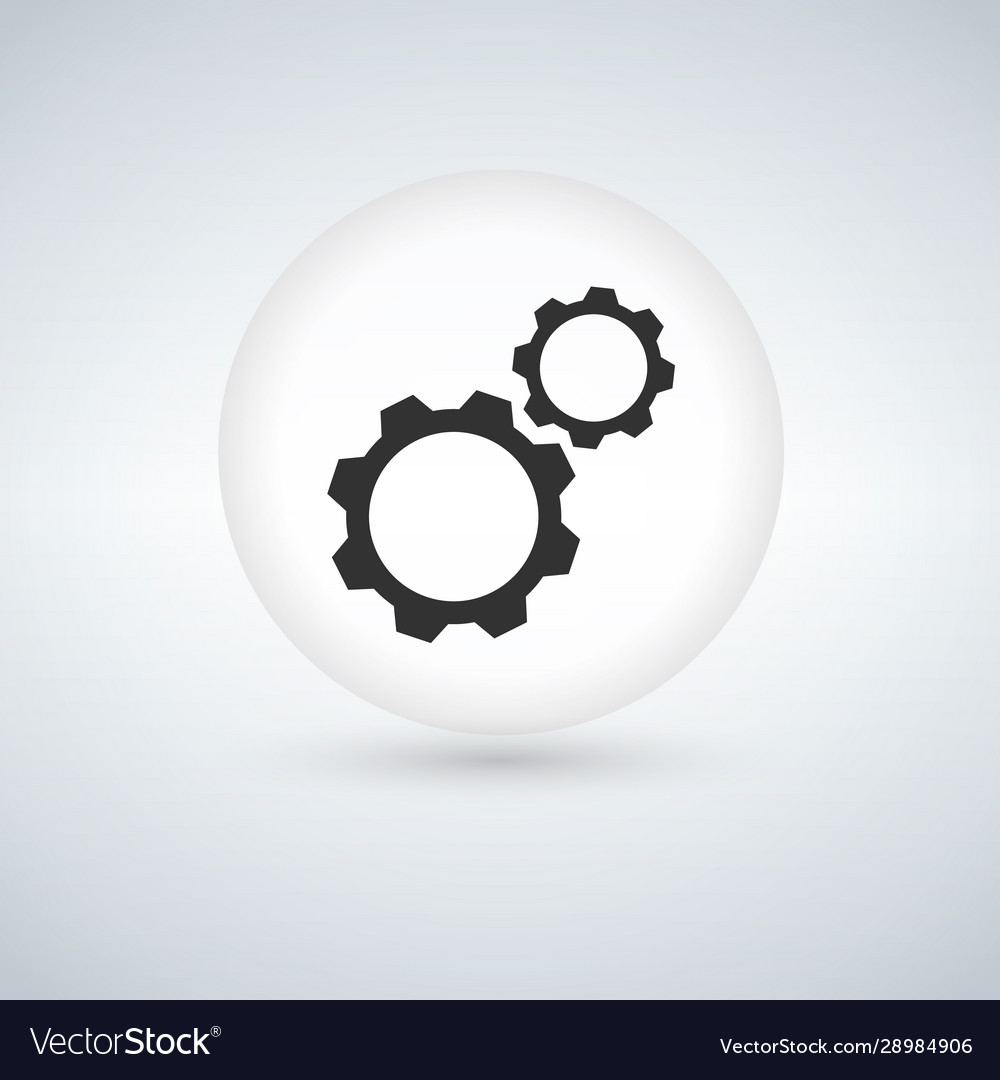 Circle bubble button with two gears icon Vector Image