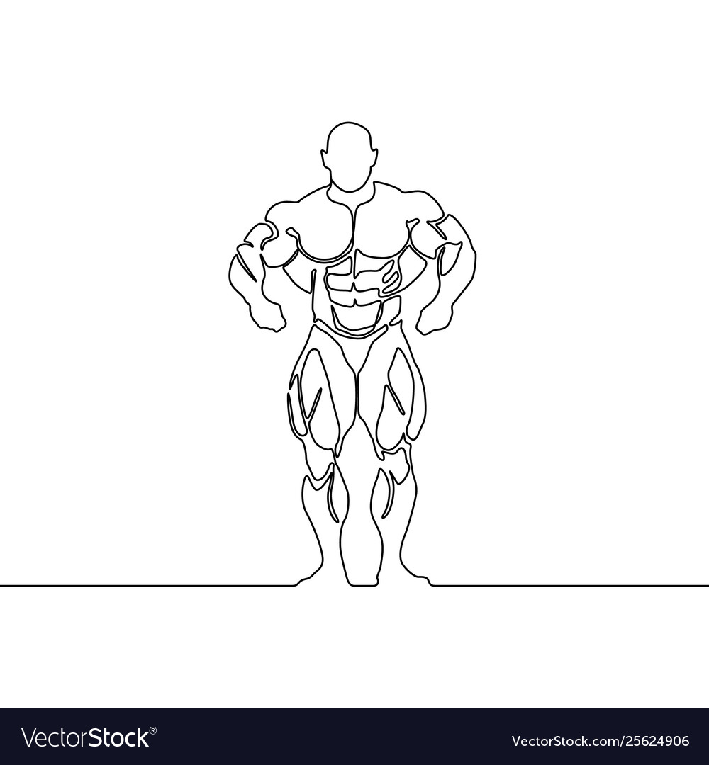 Continuous line bodybuilder Royalty Free Vector Image
