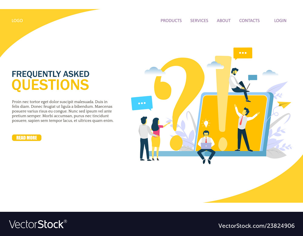 Frequently asked questions website landing Vector Image Frequently asked questions website landing Vector Image