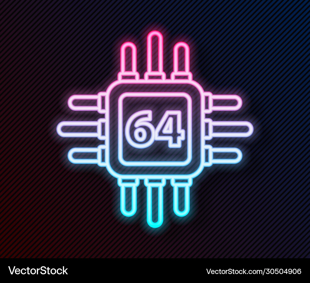 Glowing neon line computer processor Royalty Free Vector