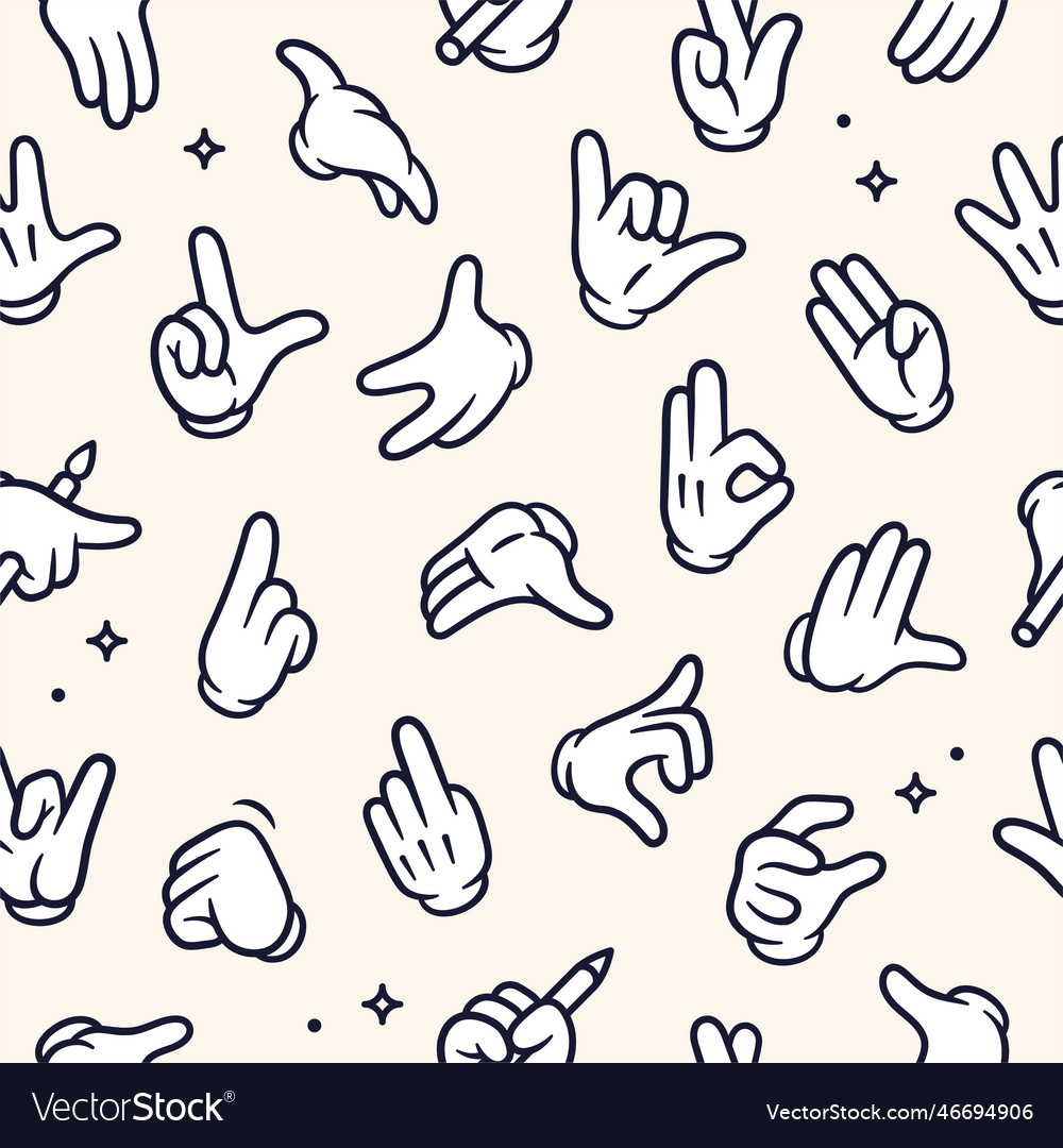 Mascot hand seamless pattern background Royalty Free Vector