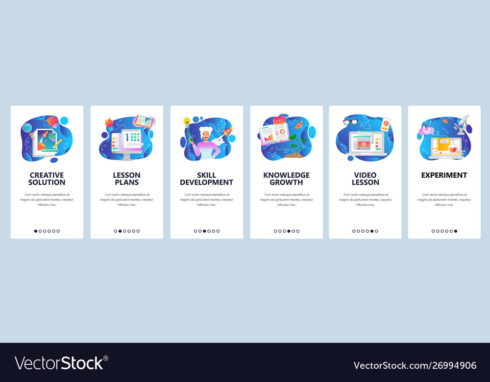 Mobile app onboarding screens skill development Vector Image