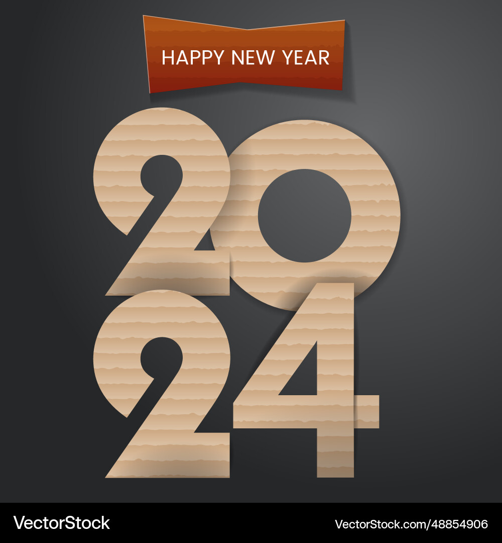 New year 2024 paper cut 3d numbers packaging style