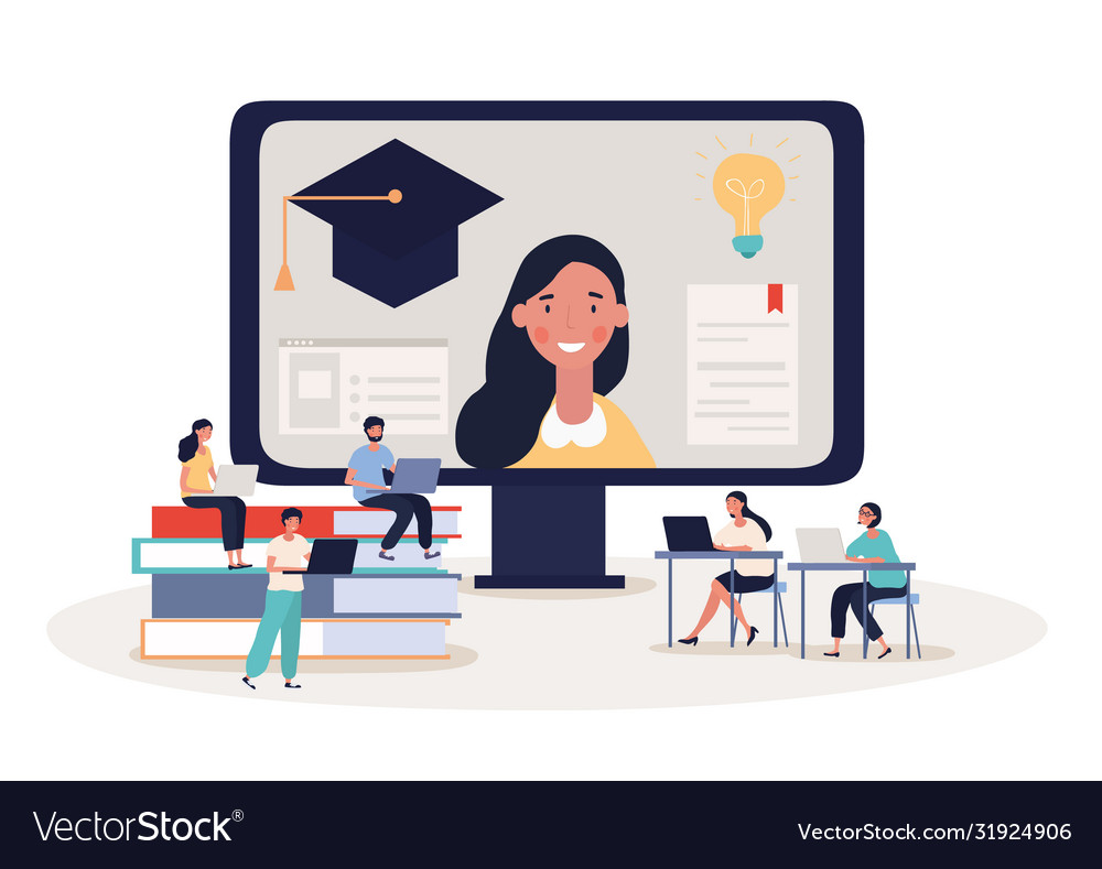 Online student webinar or e-learning concept Vector Image