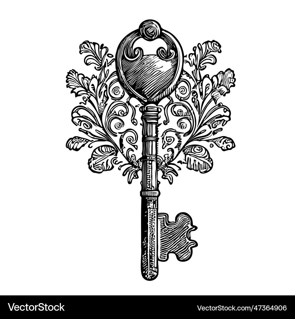 Retro key sketch hand drawn in doodle style Vector Image