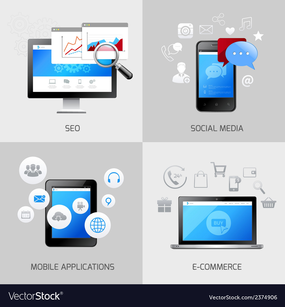 Seo web mobile concepts Royalty Free Vector Image Seo web mobile concepts Royalty Free Vector Image