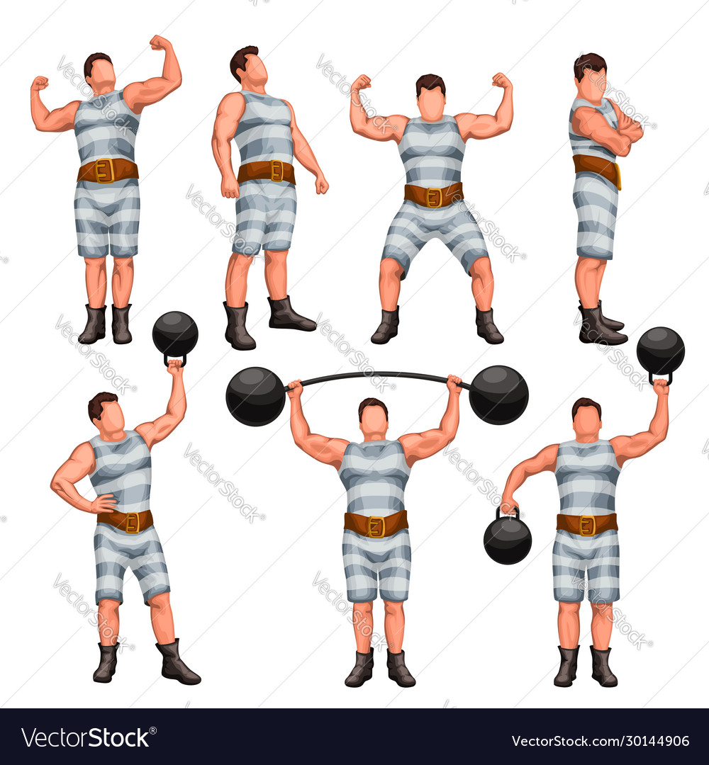 Strong man set Royalty Free Vector Image - VectorStock