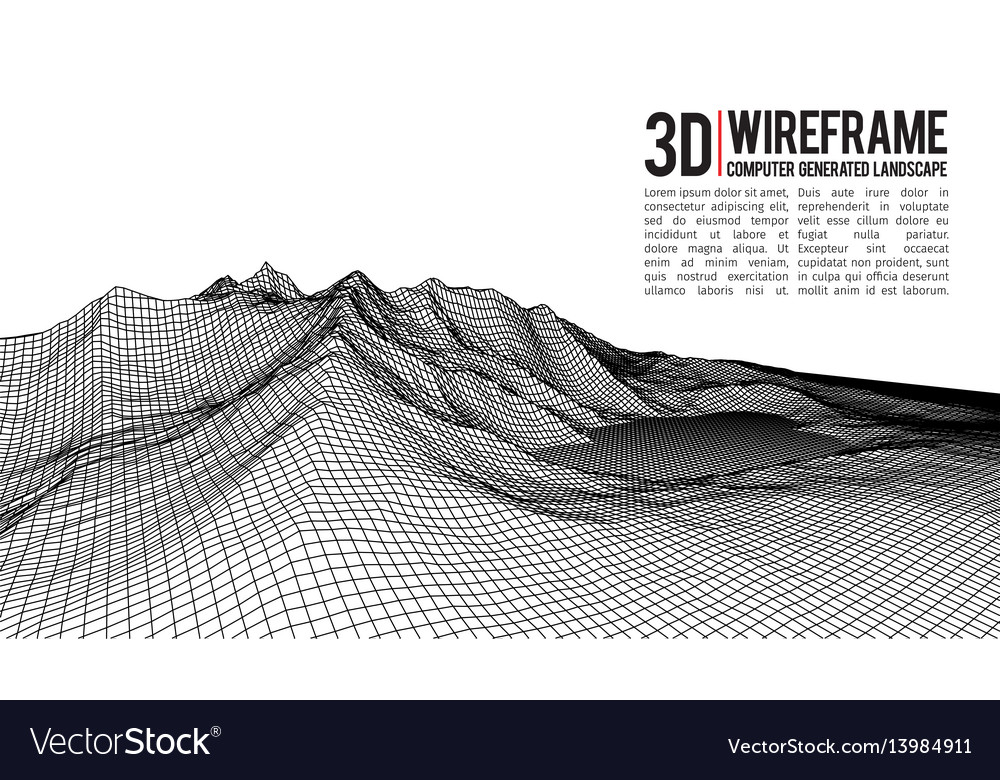 Abstract Wireframe Landscape Background Royalty Free Vector