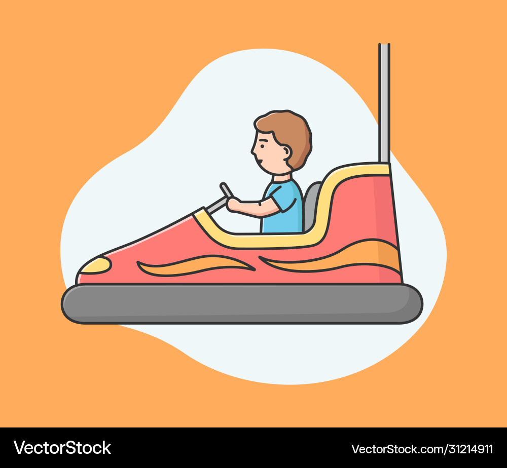 Attractions park concept happy cheerful boy ride Vector Image